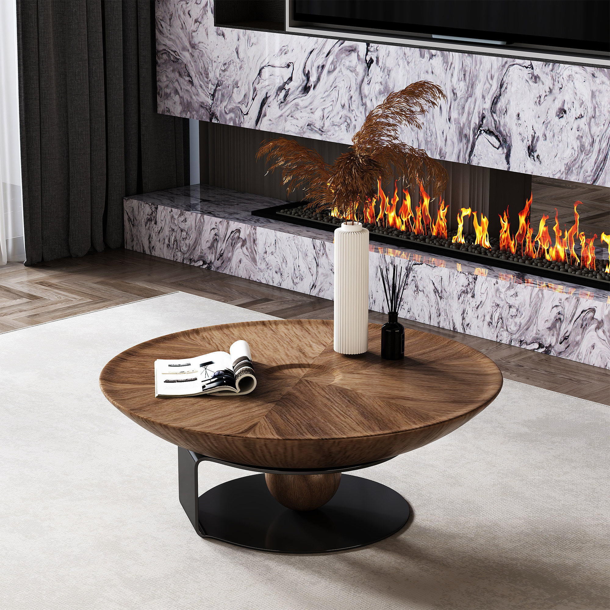 Loon Peak Jarisa Mid-Century Modern Round 35.4" Coffee Table | Wayfair